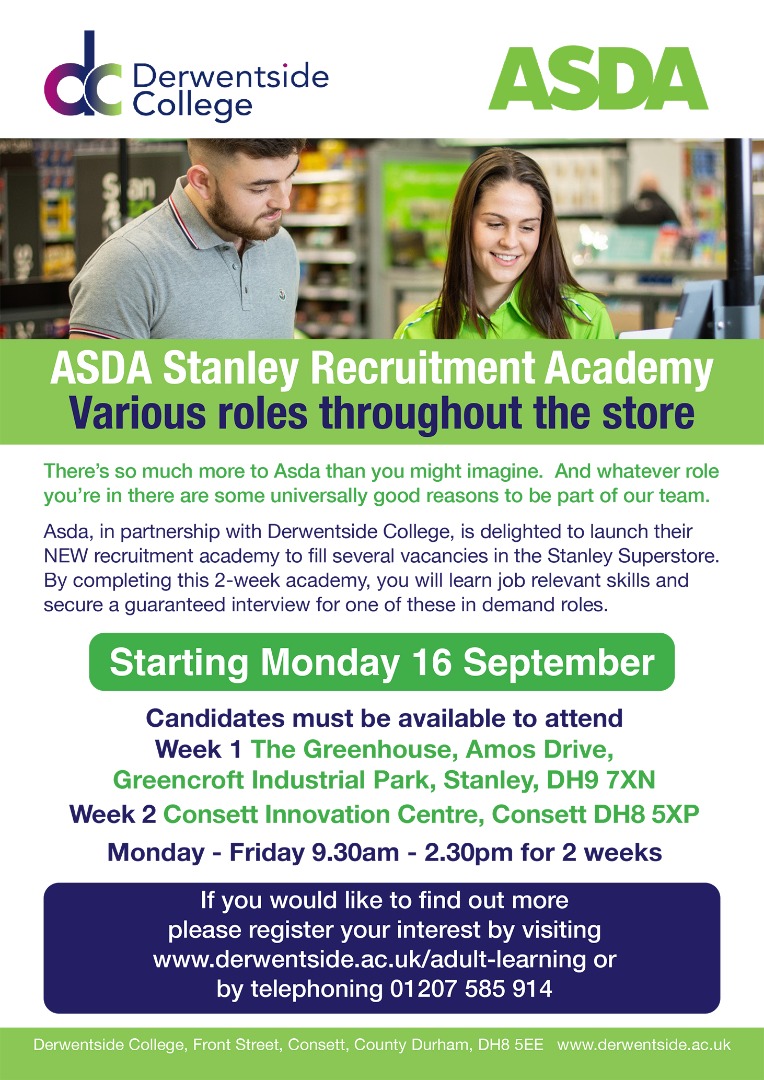 Derwentside College | Asda Stanley Recruitment Academy